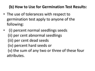 Tolerance limit in seed testing | PPTX