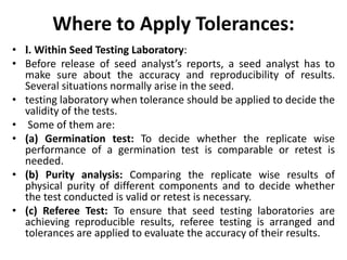 Tolerance limit in seed testing | PPTX