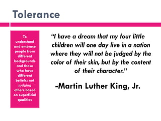 BMS Character Education - Tolerance | PPT