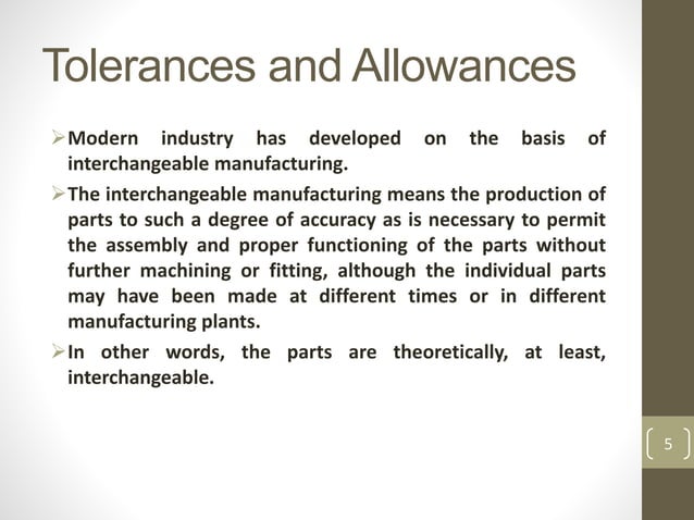 Tolerances and allowances | PPT