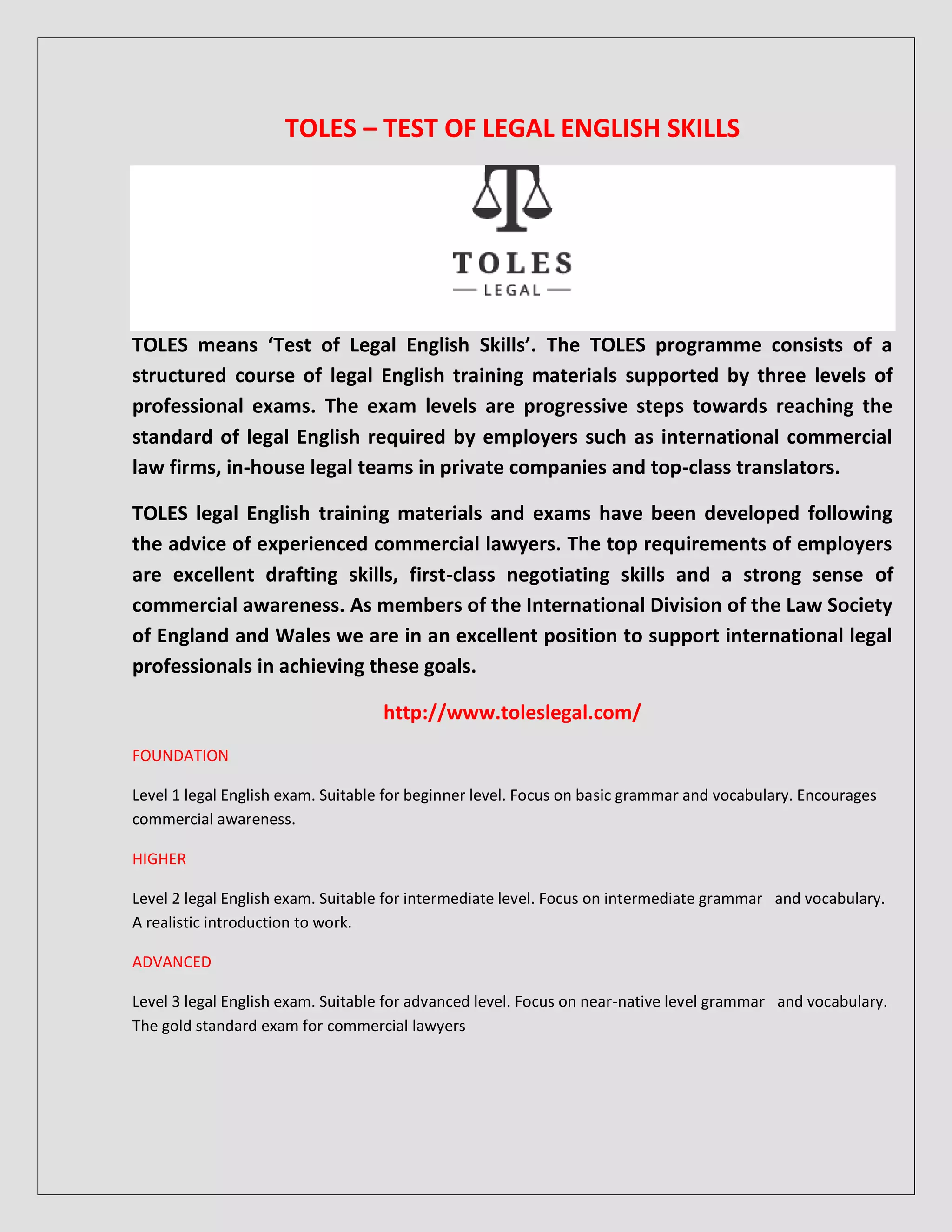 TEST OF LEGAL ENGLISH SKILLS | PDF