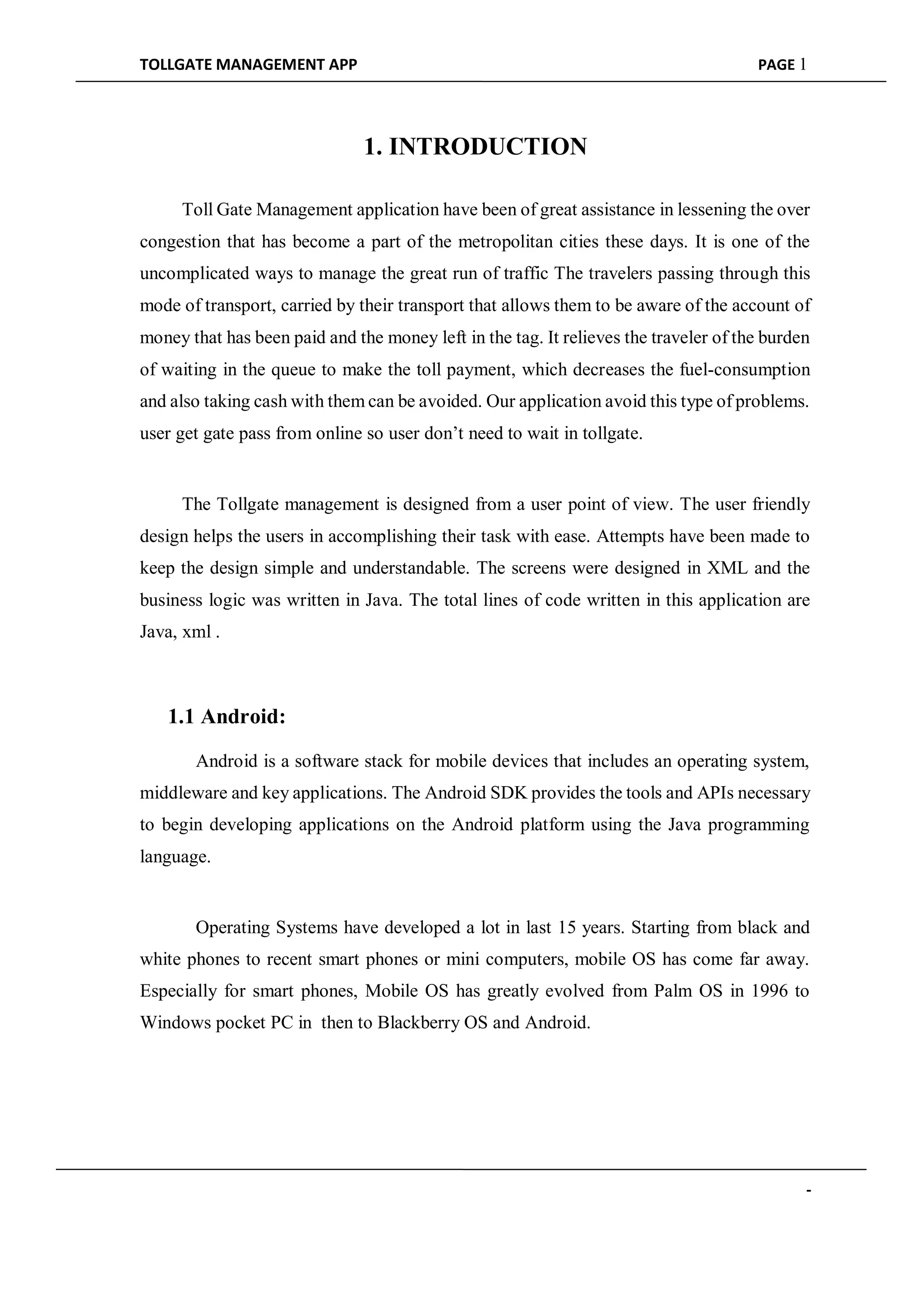 Tollgate management system project report..pdf