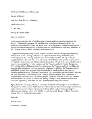 Toll hike letters | PDF