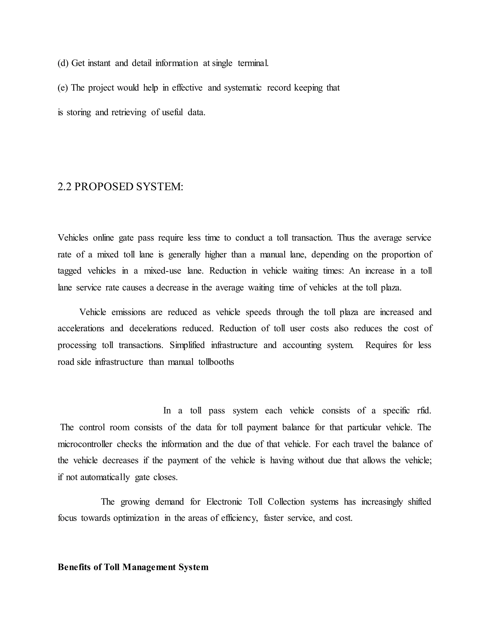 TOLL MANAGEMENT SYSTEM | DOCX