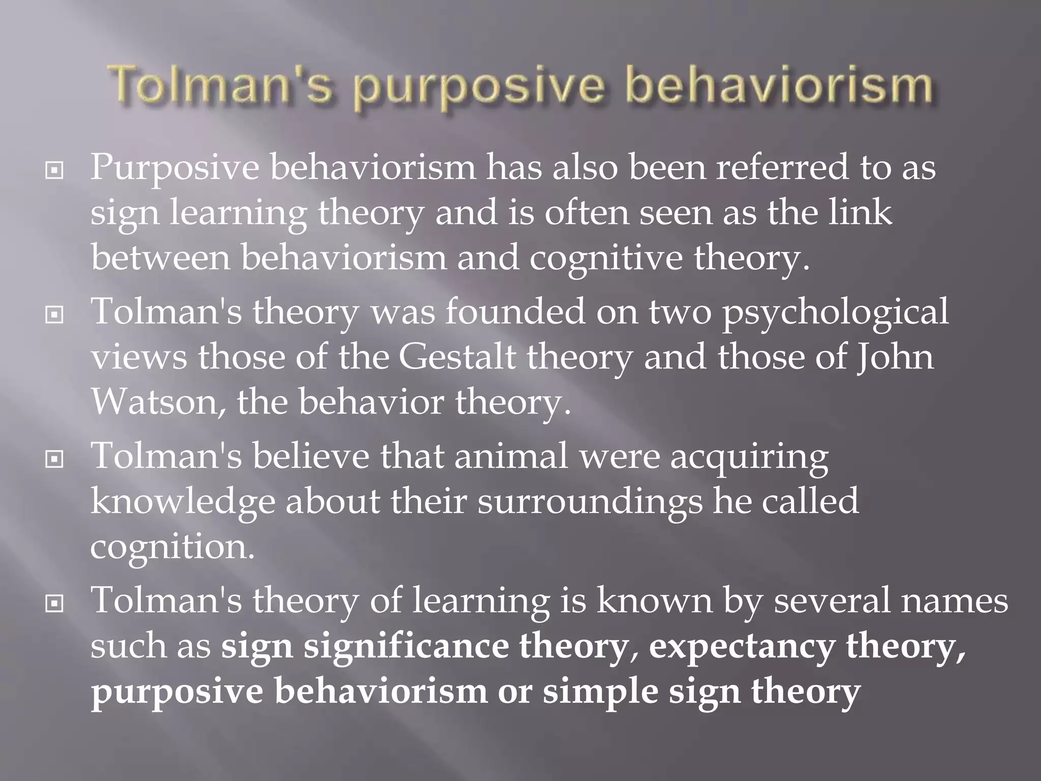 Tolman theory | PPTX