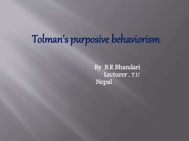 Tolman theory | PPT