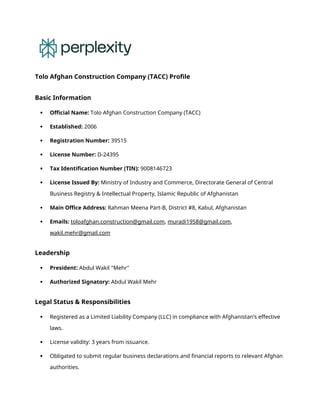 Tolo Afghan Construction Company (TACC) Profile.docx