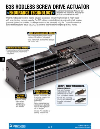 Tolomatic b3 s & b3w electric rodless actuator brochure | PDF