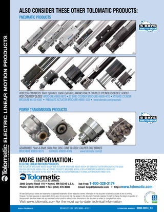 Tolomatic electric linear motion products foldout brochure | PDF ...