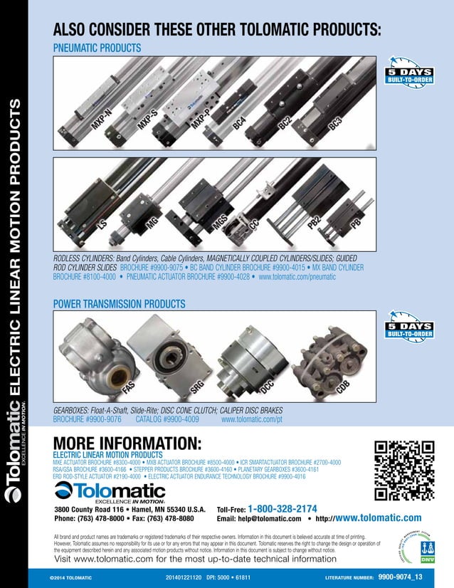 Tolomatic electric linear motion products foldout brochure | PDF ...