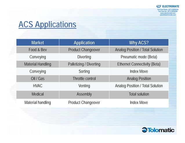 Tolomatic ERD20 and acs ethernet presentation | PPT