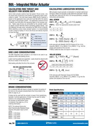 Tolomatic ima integrated motor rod style actuator brochure | PDF