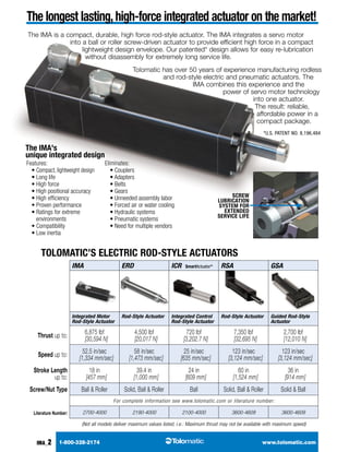 Tolomatic ima integrated motor rod style actuator brochure | PDF