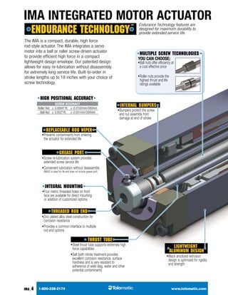 Tolomatic ima integrated motor rod style actuator brochure | PDF