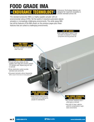 Tolomatic ima integrated motor rod style actuator brochure | PDF
