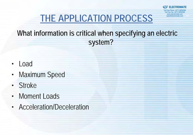 Tolomatic presentation understanding the application process | PPT