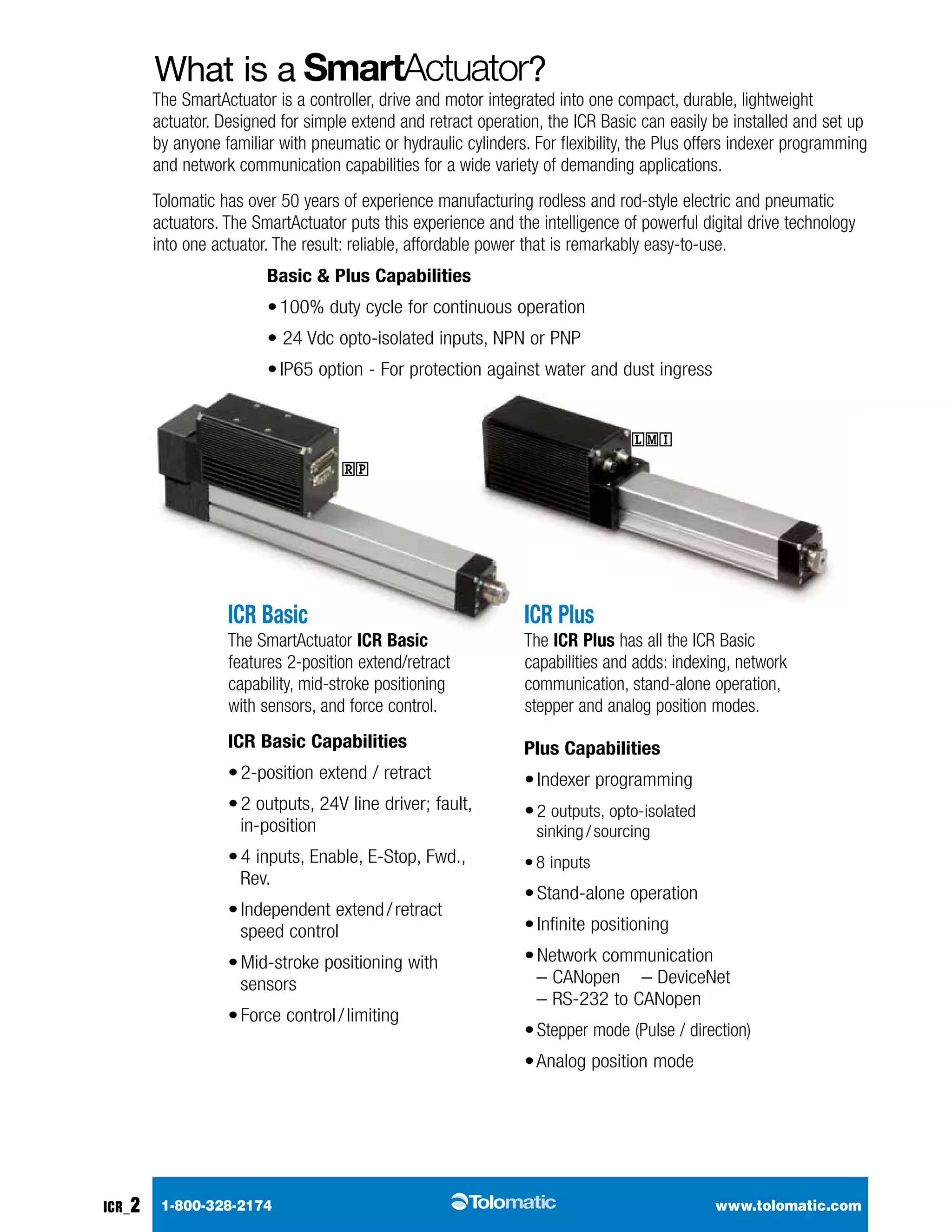 Tolomatic smart actuator series icr basic & plus brochure | PDF