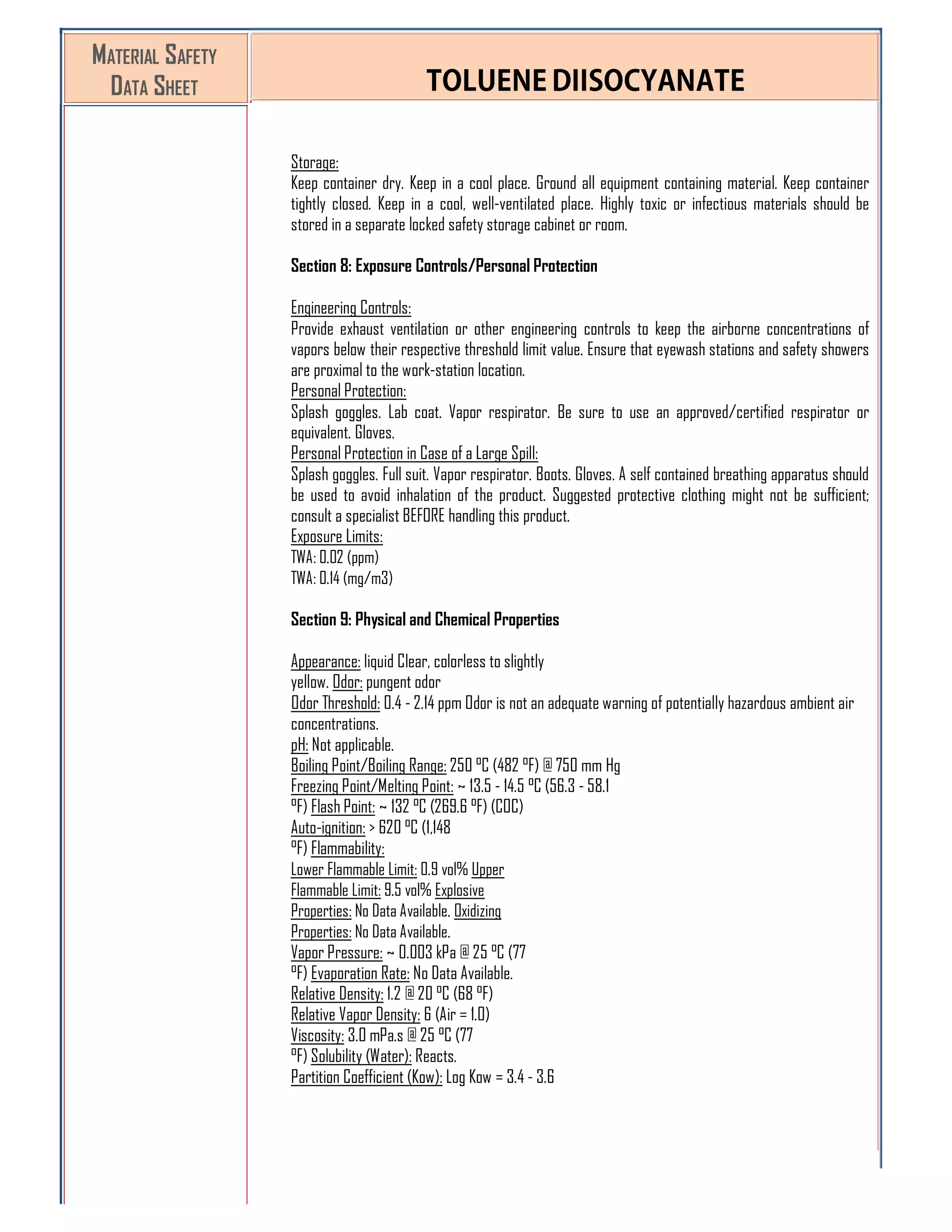 Toluene diisocyanate | PDF