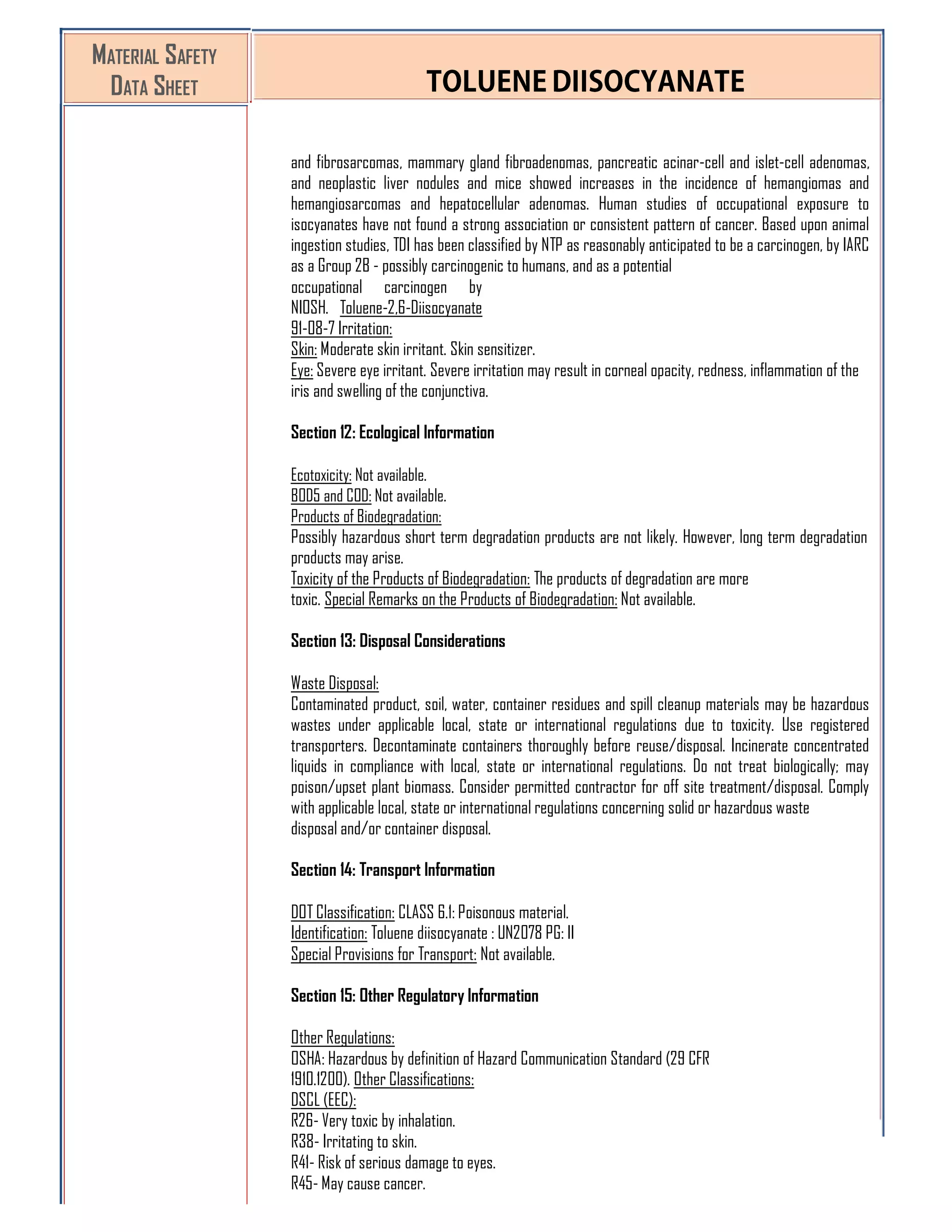 Toluene diisocyanate | PDF