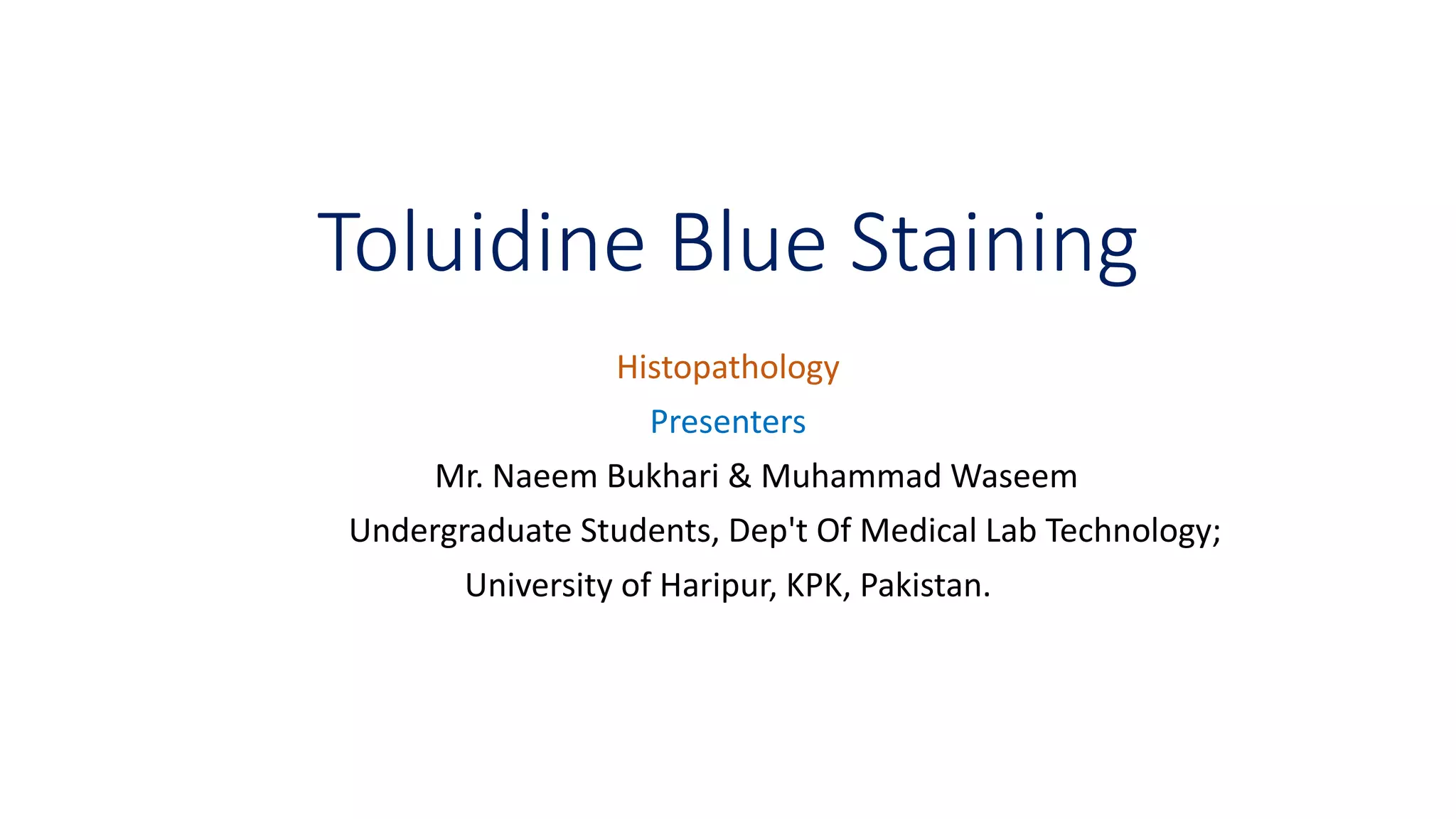 Toluidine blue staining for mast cells | PPTX