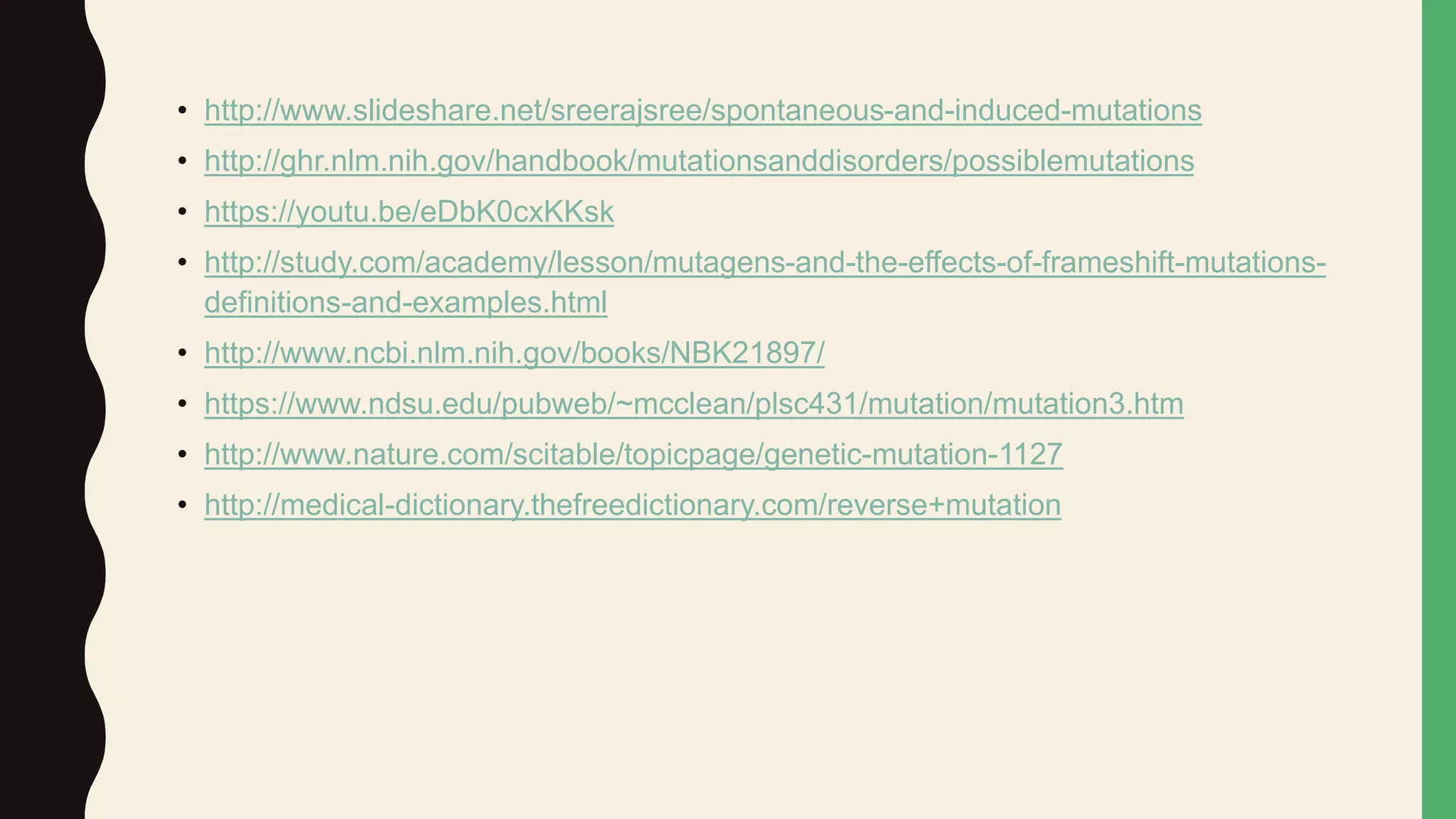 Types of Mutation :- Frameshift, Reversion and Spontaneous | PPTX