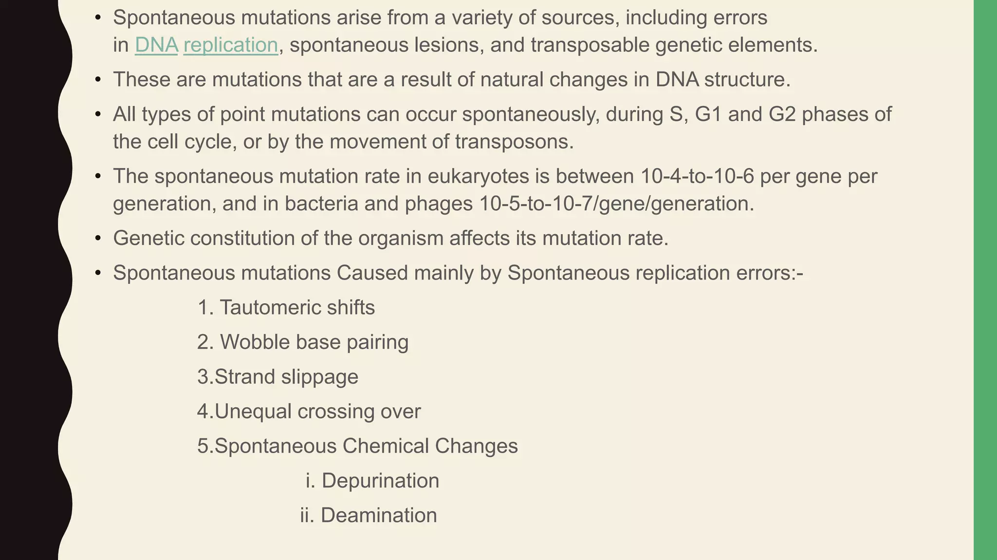 Types of Mutation :- Frameshift, Reversion and Spontaneous | PPTX