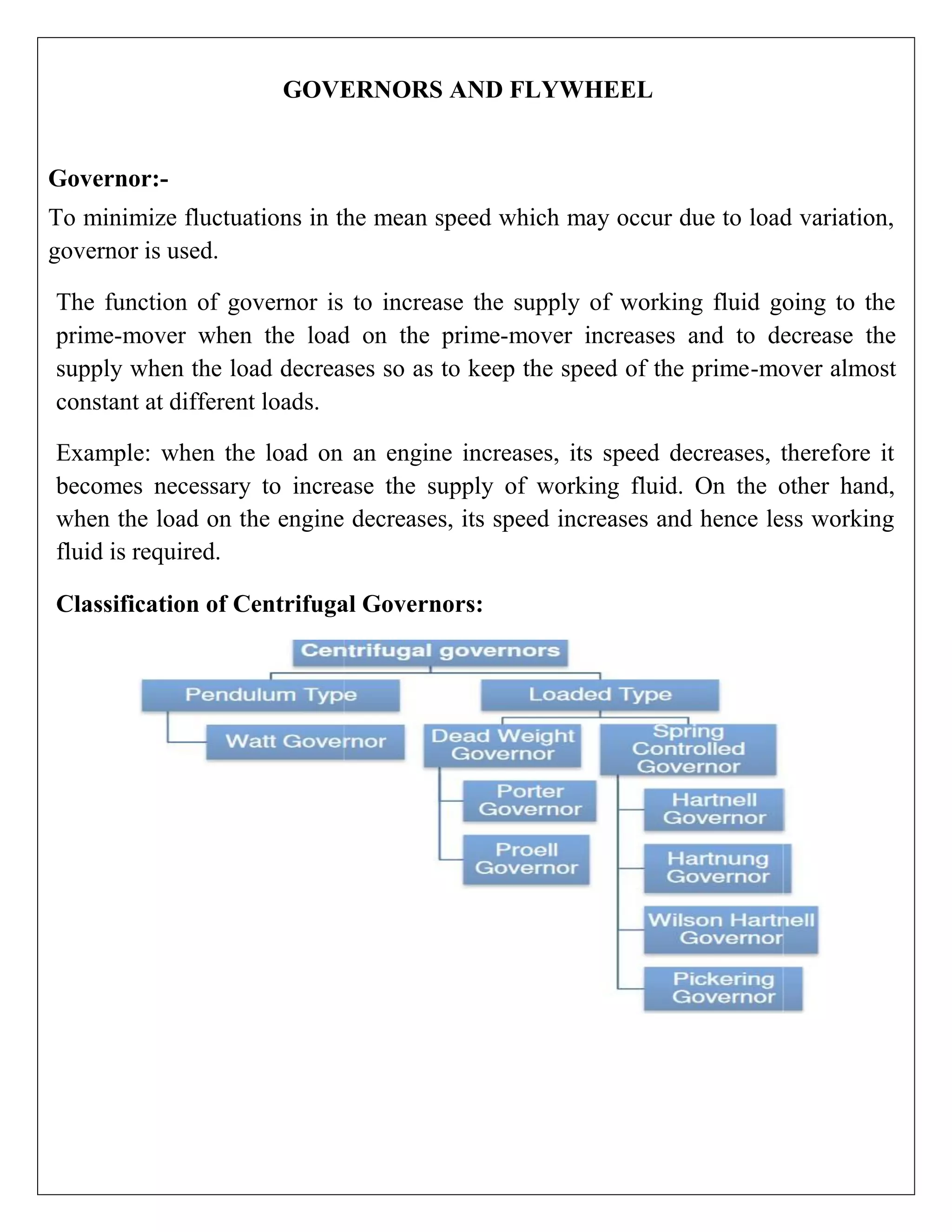 GOVERNORS AND FLYWHEEL | PDF