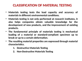 Overview of materials of Testing of Materials Unit-1 | PPTX