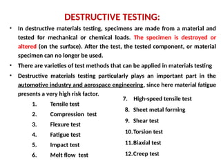 Overview of materials of Testing of Materials Unit-1 | PPTX