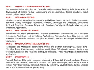 Overview of materials of Testing of Materials Unit-1 | PPTX