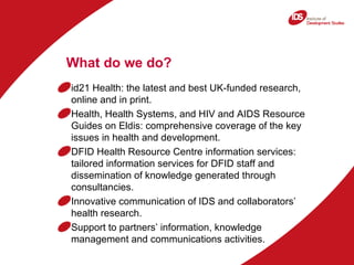 Health and Development Information at IDS An introduction to HDI | PPT ...