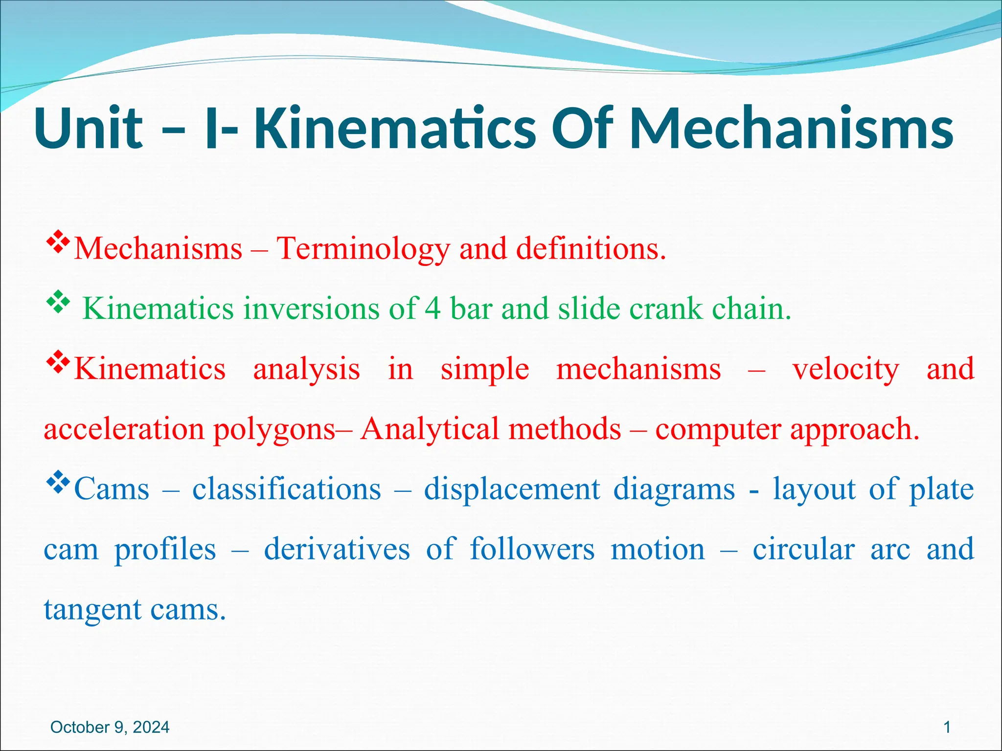 TOM-Unit-1-PPT.ppt Theory of machines for mech | PPT