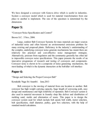 Geneva Mechanism Based Conveyor Belt | DOCX