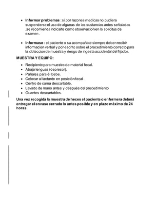 Toma de muestra de las heces | DOCX