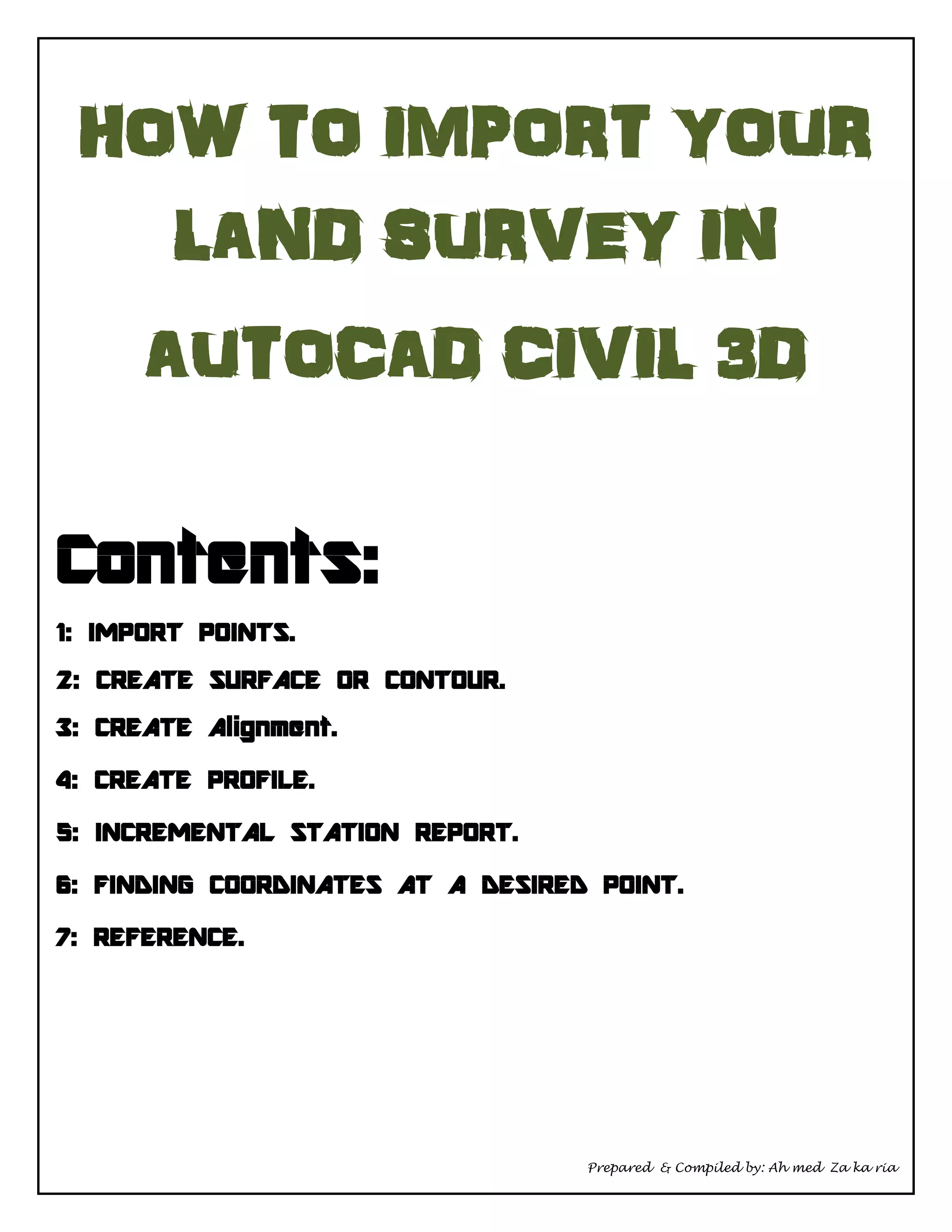 Importing Survey Data | ACAD Civil 3D | Total Station | | PDF