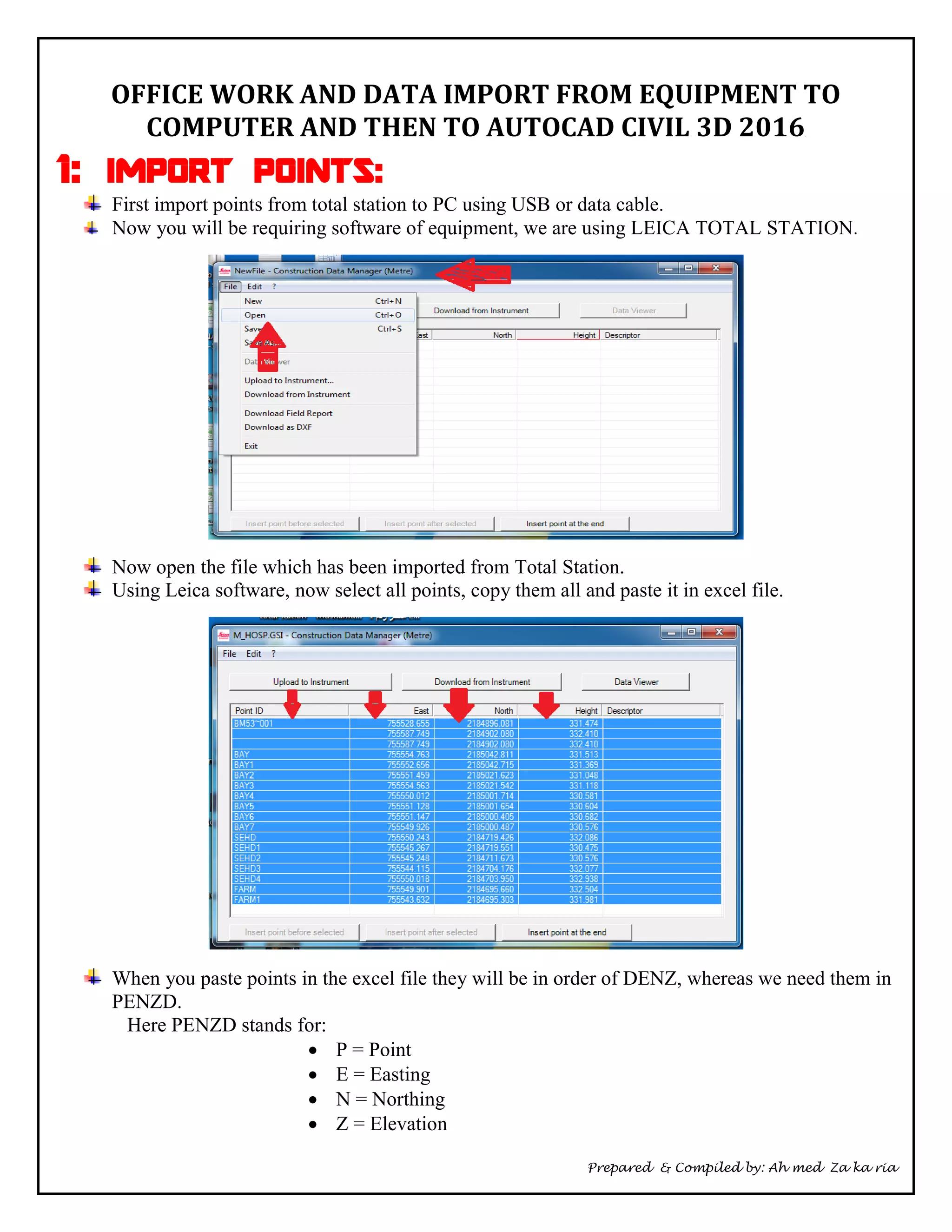 Importing Survey Data | ACAD Civil 3D | Total Station | | PDF