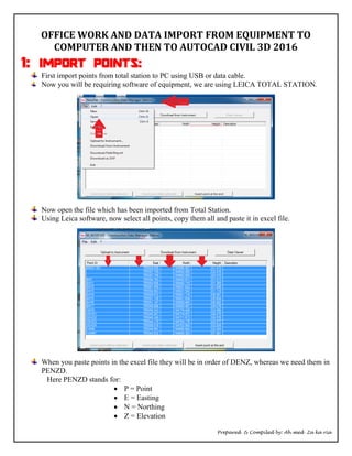 Importing Survey Data | ACAD Civil 3D | Total Station | | PDF