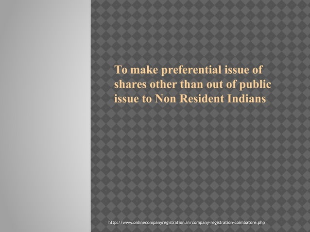 To make preferential_issue_of_shares_other_than_ou | PPT