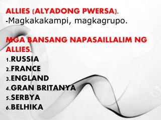 ang unang digmaan pan daigdig (timeline) | PPTX