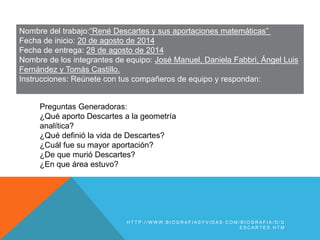 Aportaciones de Descartes a las matemáticas | PPTX