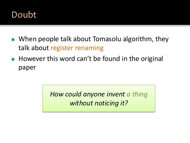 Understanding Tomasulo Algorithm
