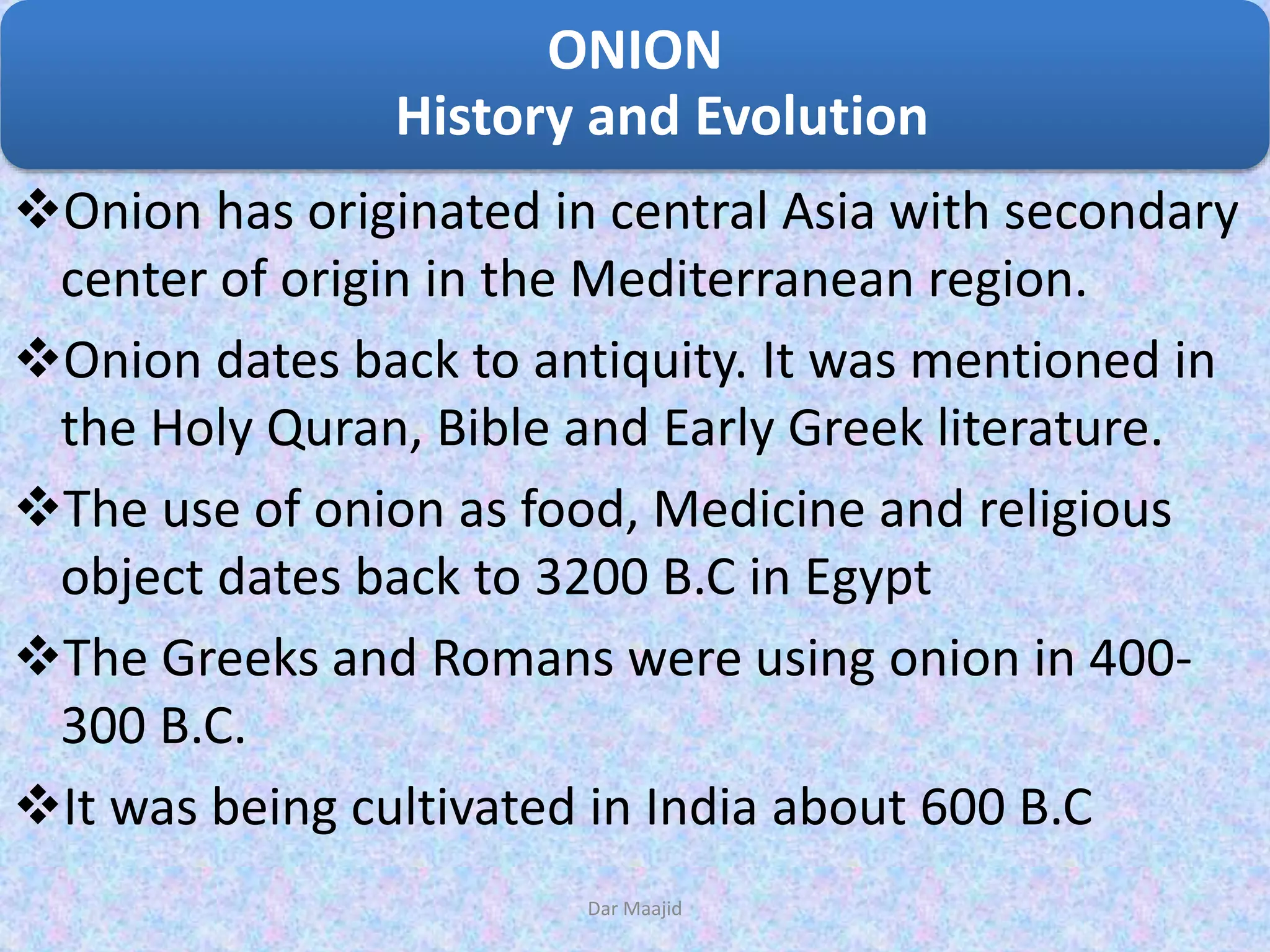 Origin and Evolution of vegetables | PPTX