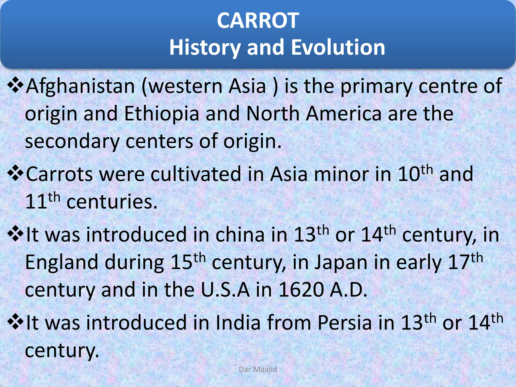 Origin and Evolution of vegetables | PPTX