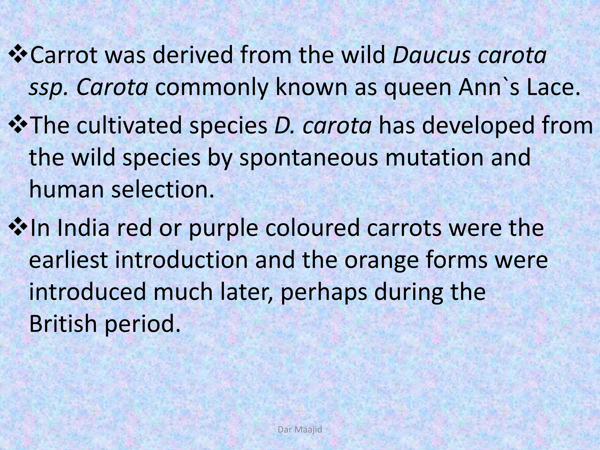 Origin and Evolution of vegetables | PPTX