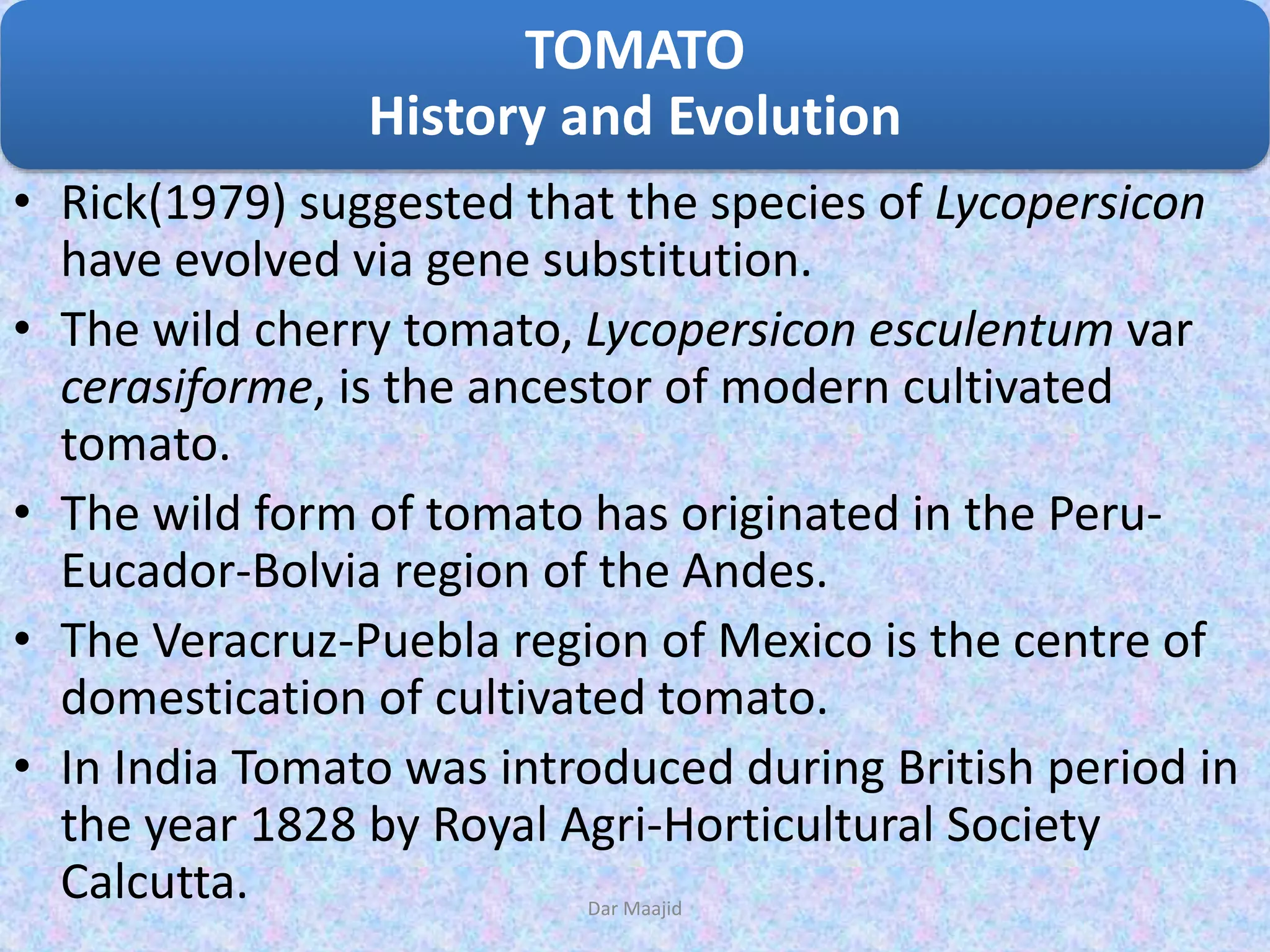 Origin and Evolution of vegetables | PPTX