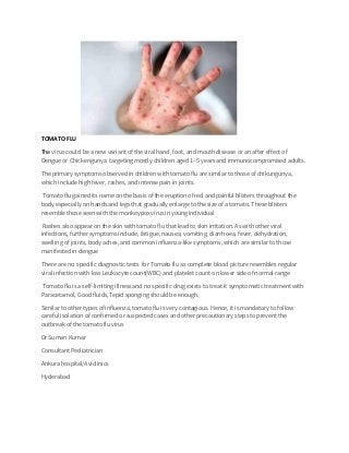 What is Tomato Flu? Early Symptoms & Preventive | PDF
