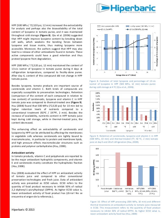 Pascalisation of tomato products (whitepaper HPP, Hiperbaric)