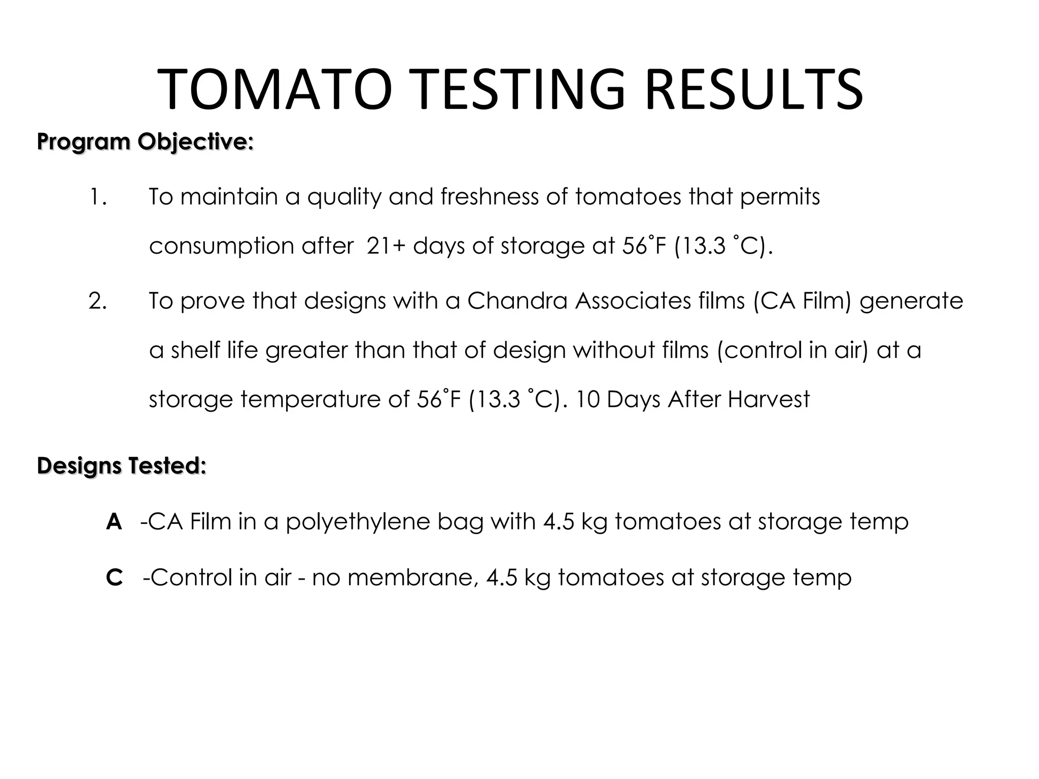Tomato Shelf Life Testing | PPT