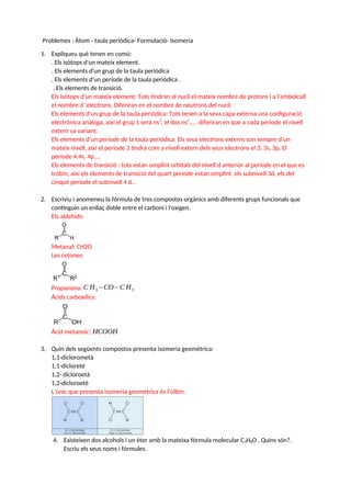 àtom,taula periódica, formulació isomeria.... | DOCX