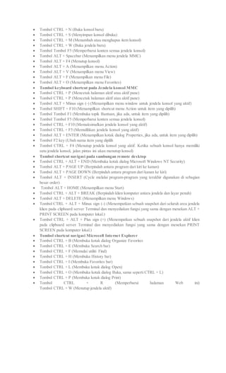 Tombol shortcut umum pada keyboard | DOCX